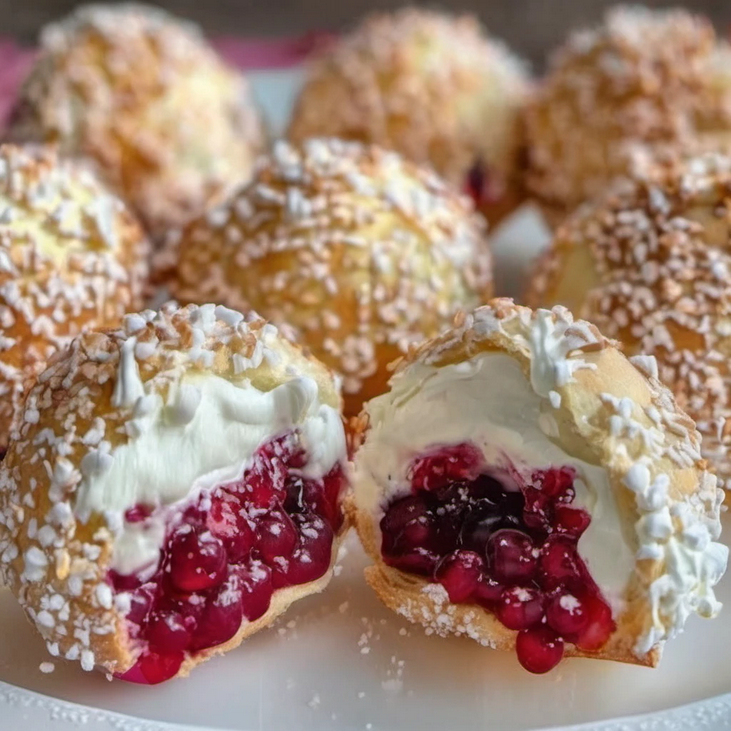 Irresistible Pastry Balls Filled with Cream and Berries